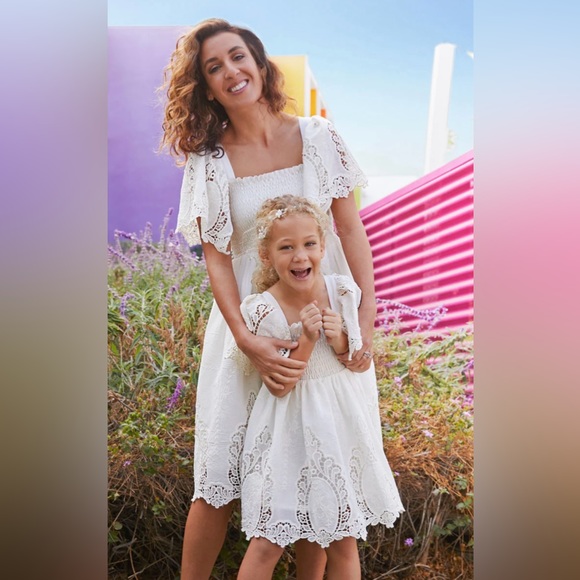 Halabaloo | Dresses | Boutique White Smocked Cotton Eyelet Easter Dress ...